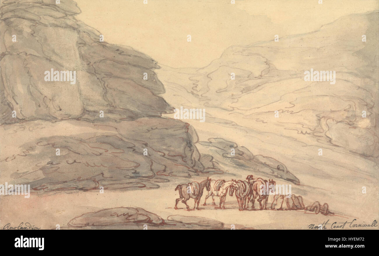 Thomas Rowlandson's 'Valley of Stones, Lynton, Devon' is a watercolor ...