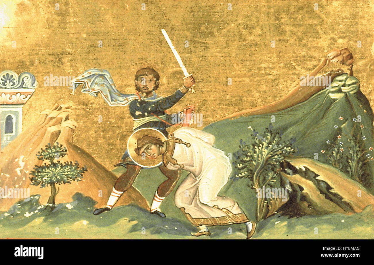 Tryphon of Campsada is depicted in the Menologion of Basil II, a ...