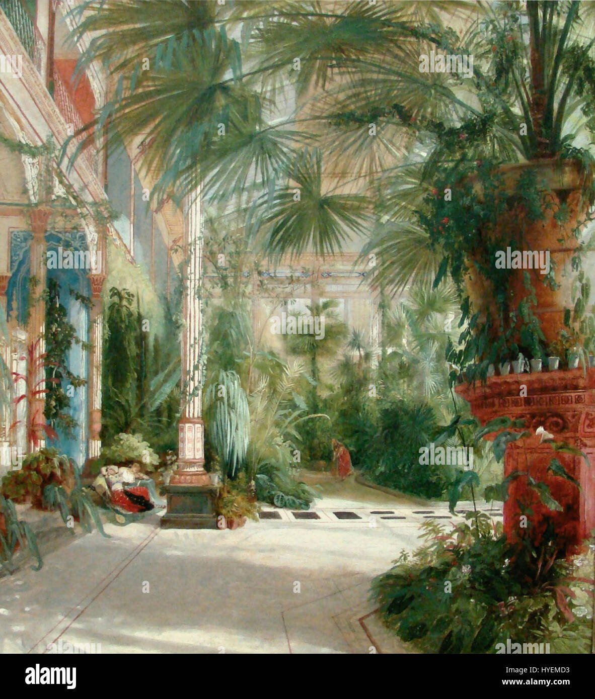 'Palmenhaus' by Karl Blechen depicts the interior of a tropical ...