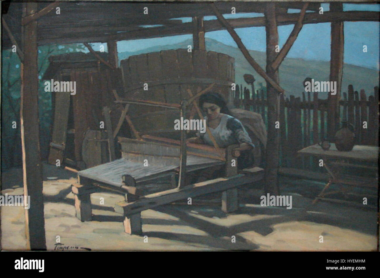 Nicolae Tempeanu La razboiul de tesut Stock Photo - Alamy