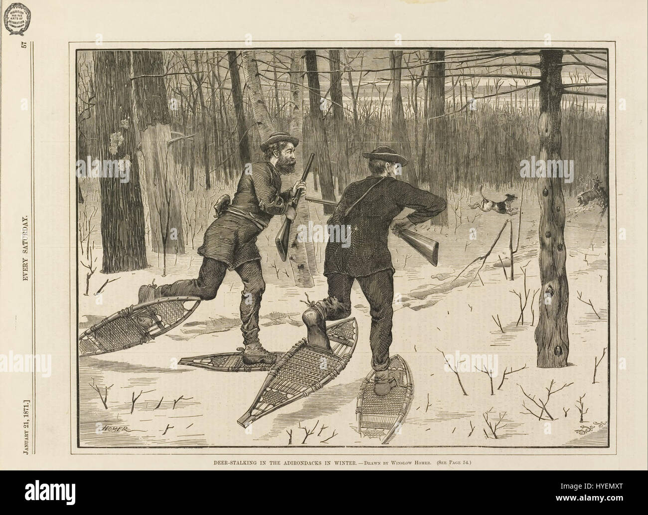Winslow Homer's 'Deer Stalking in the Adirondacks in Winter' portrays a ...