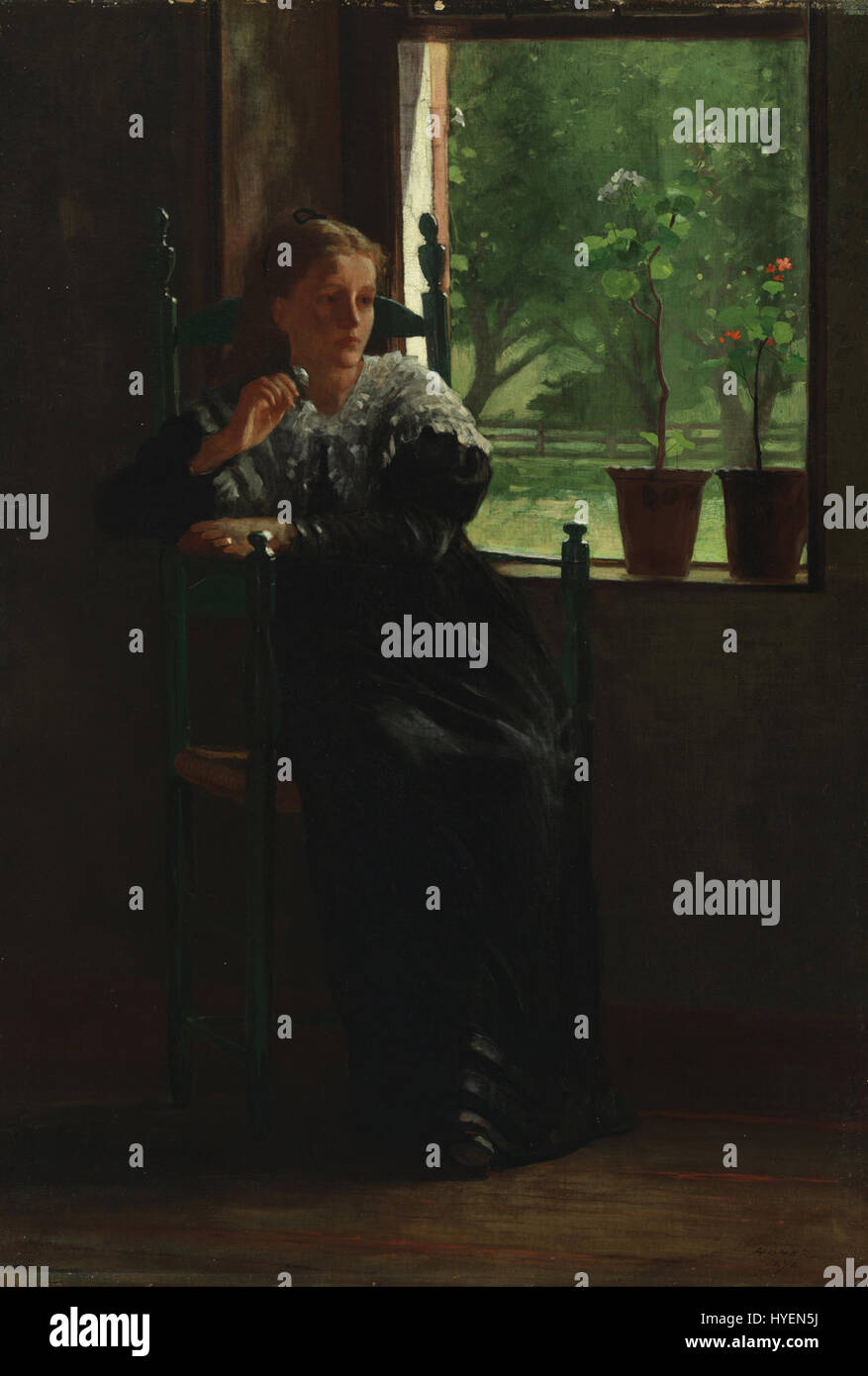 'At the Window' by Winslow Homer portrays a quiet, introspective moment ...