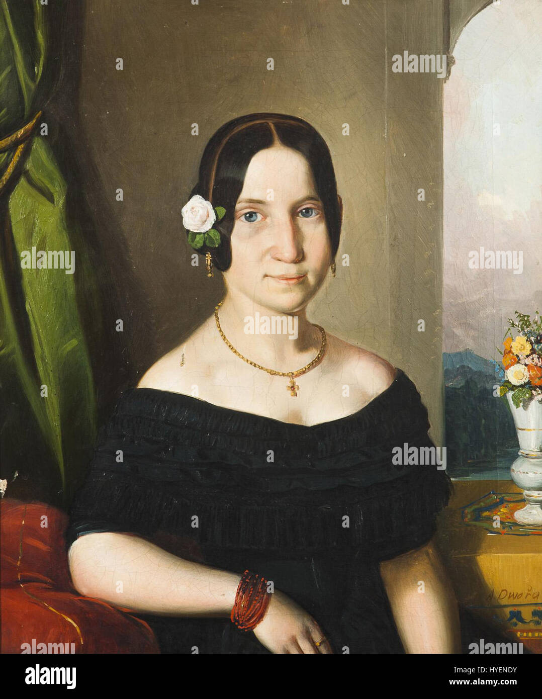*Portrait einer Dame* (Portrait of a Lady) by A. Dworak, painted in ...