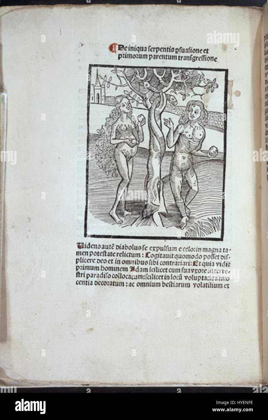 'Adam et Eve au Paradis' depicts the biblical scene of Adam and Eve in ...