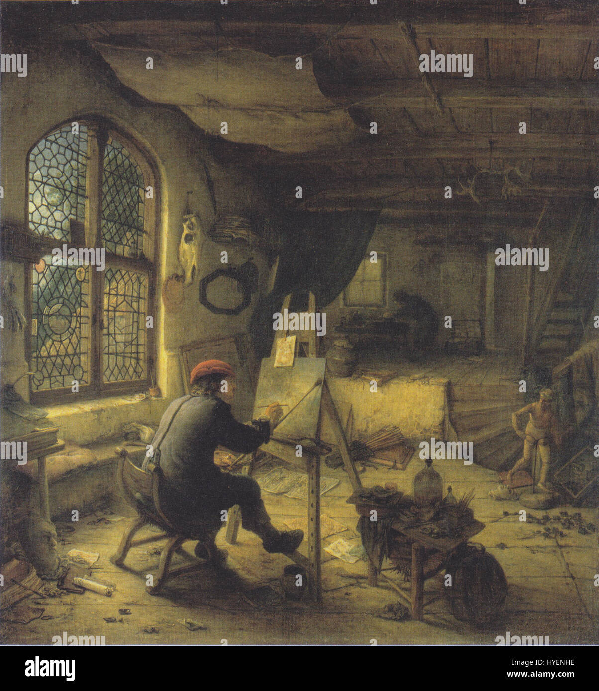 Adriaen van Ostade Der Maler in seiner Werkstatt 1663 Stock Photo - Alamy