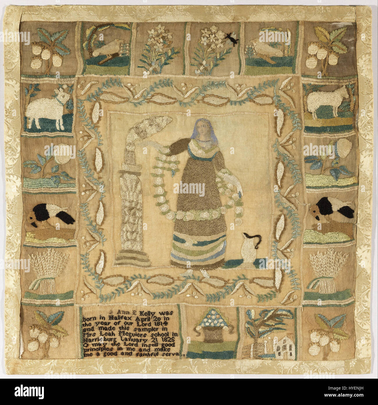 The 'Ann E. Kelly Sampler' is an example of 19th-century American ...