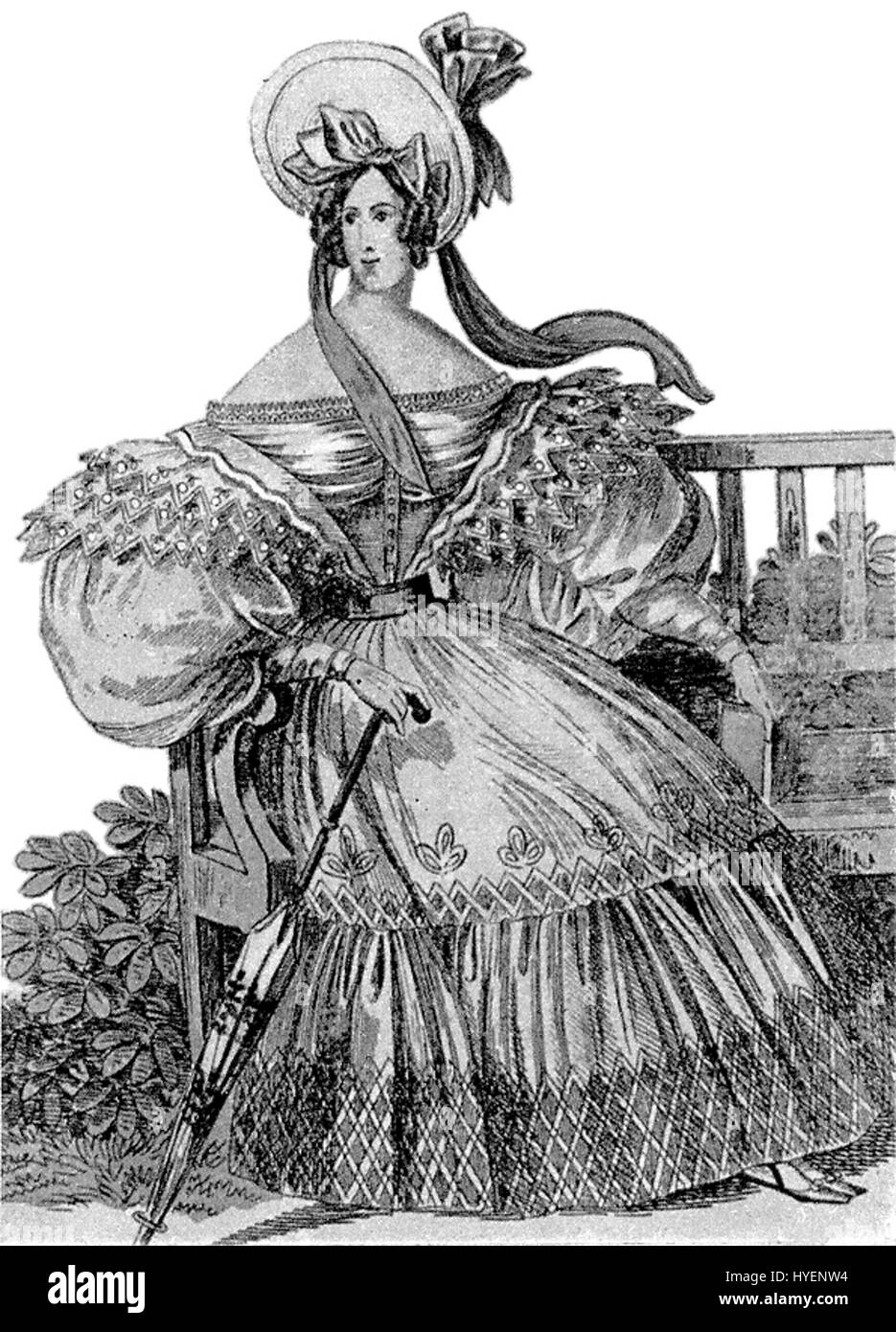 The 1832 fashion plate from Vienna showcases the clothing styles ...