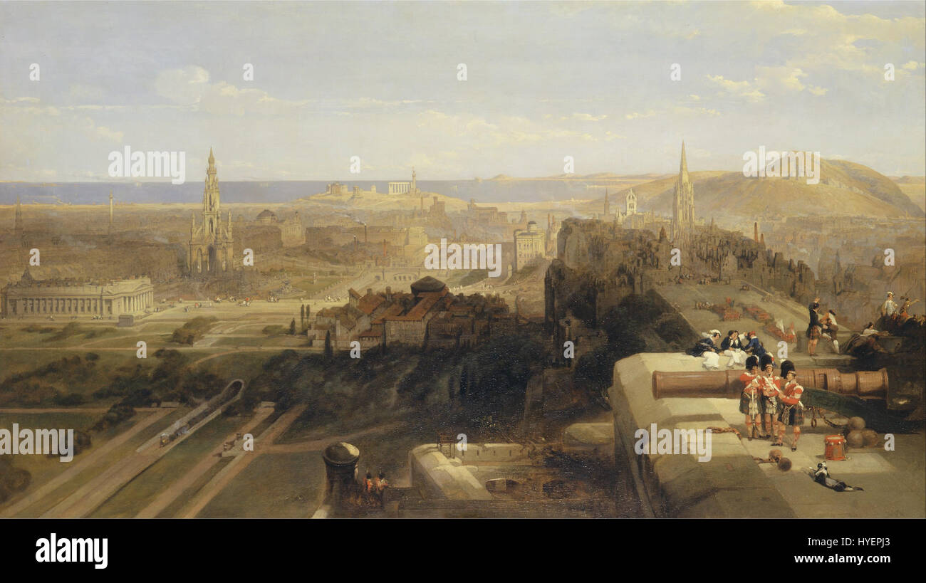 *Edinburgh from the Castle* by David Roberts depicts the cityscape of ...