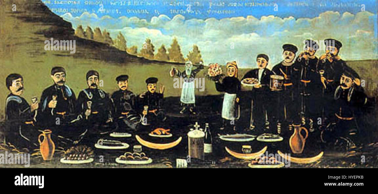 'Kartuli Supra' by Pirosmani is a Georgian painting depicting a ...