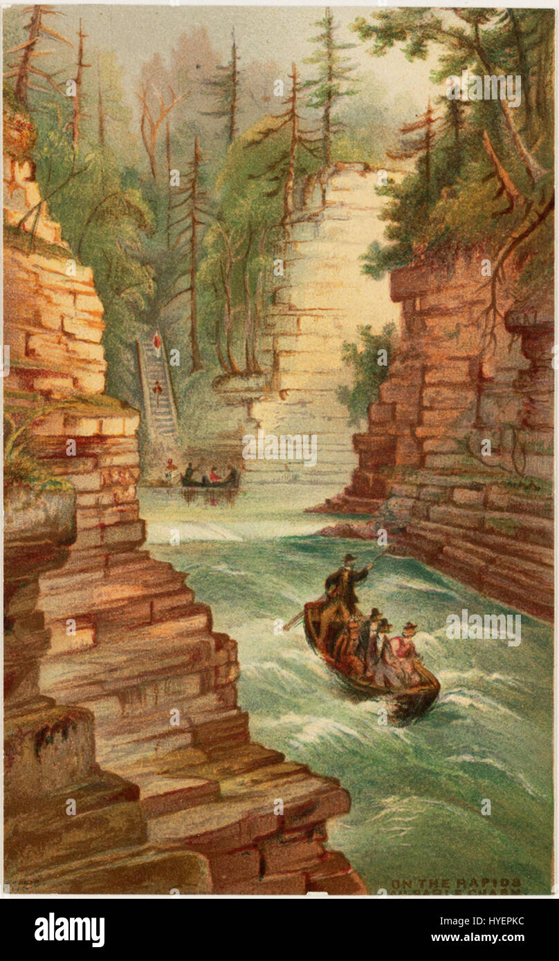 'On the Rapids, Ausable Chasm' is an artwork depicting the turbulent ...