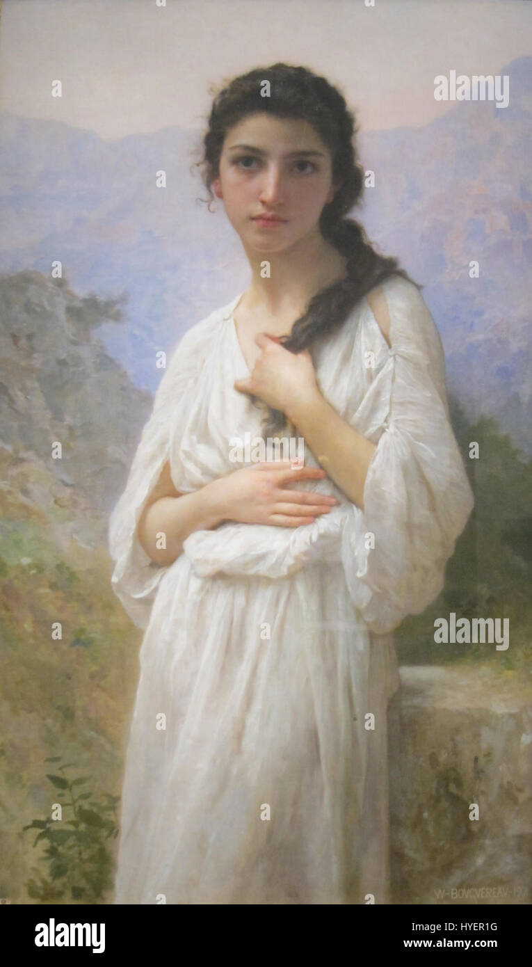'Meditation' by William-Adolphe Bouguereau is a classical 19th-century ...