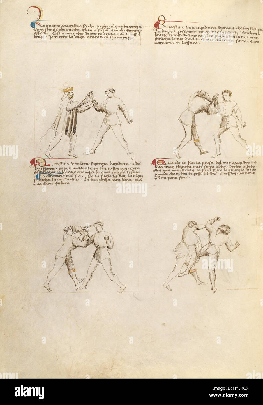 The manuscript *Fiore dei Liberi Combat with Dagger* from the Getty Ms ...
