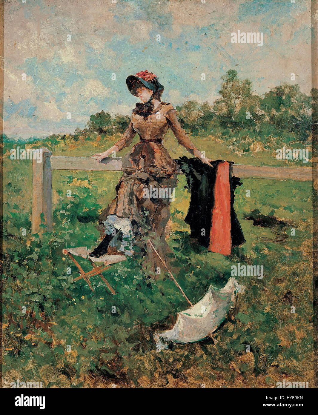 *Lady with a Parasol* by Francisco Miralles is a portrait that captures ...