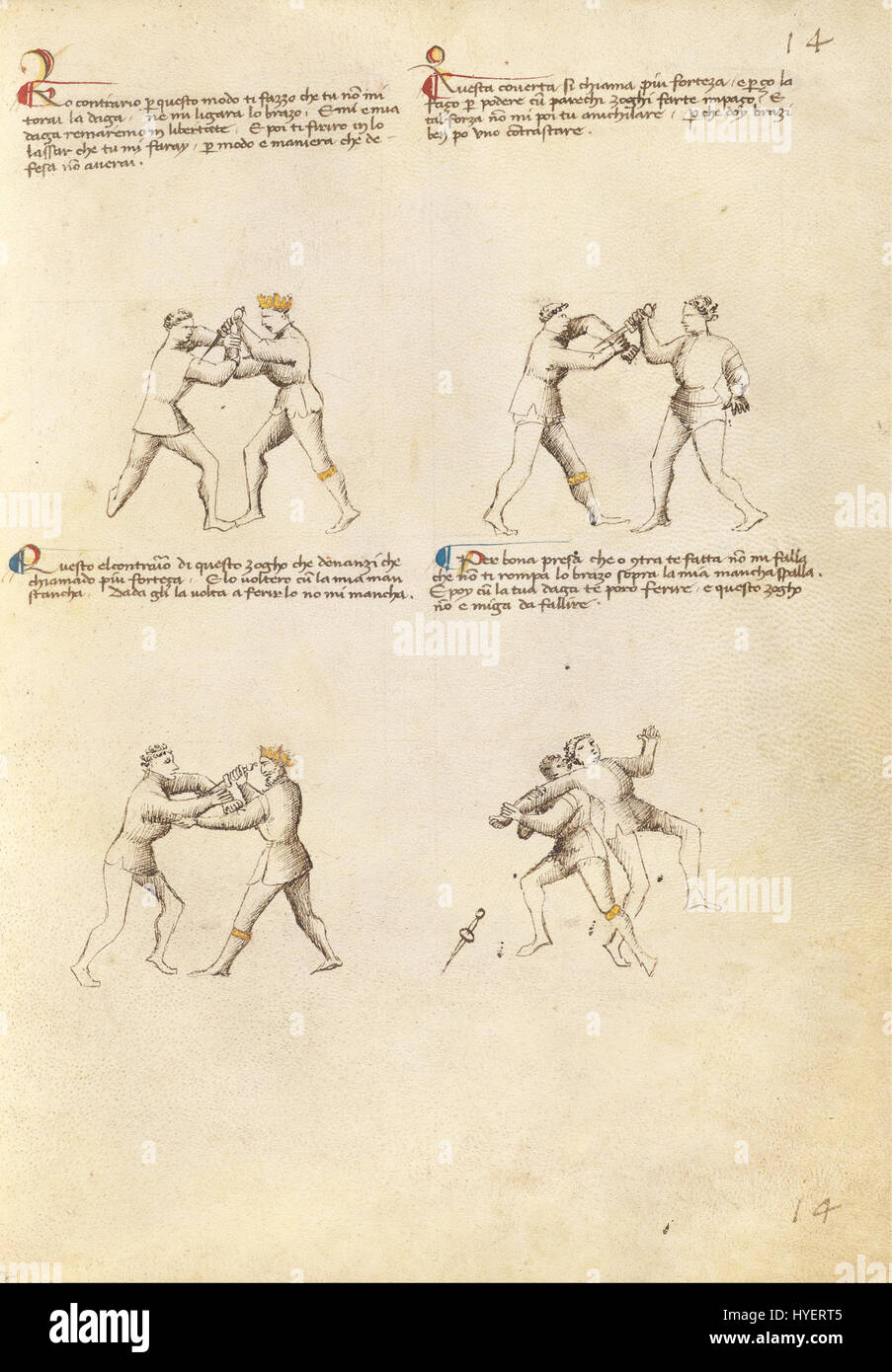 The manuscript 'Fiore dei Liberi Combat with Dagger' from the Getty ...