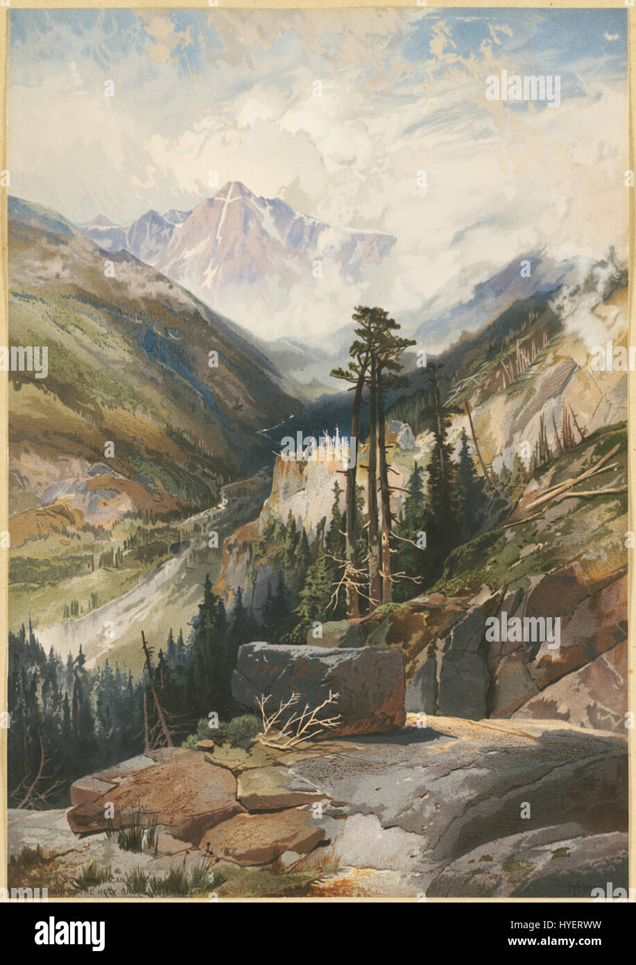 This image, titled 'The Mountain of the Holy Cross, Colorado 2,' is a ...