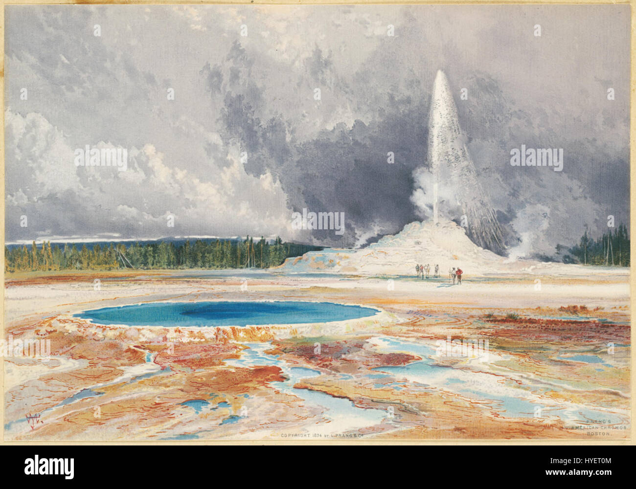 The Old Castle Geyser is a natural geothermal feature depicted in ...