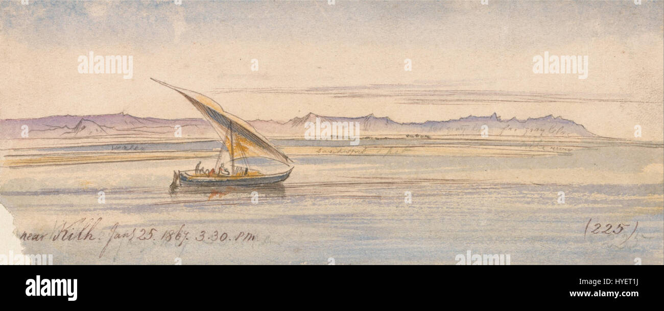 A depiction of the landscape near Kilh by Edward Lear, an English ...