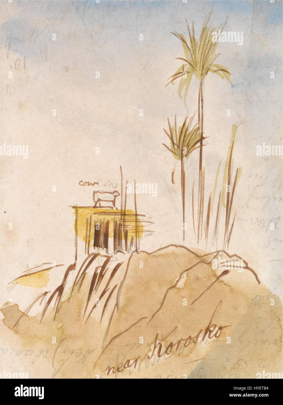 Edward Lear’s painting 'Near Korosko' depicts a landscape scene from ...