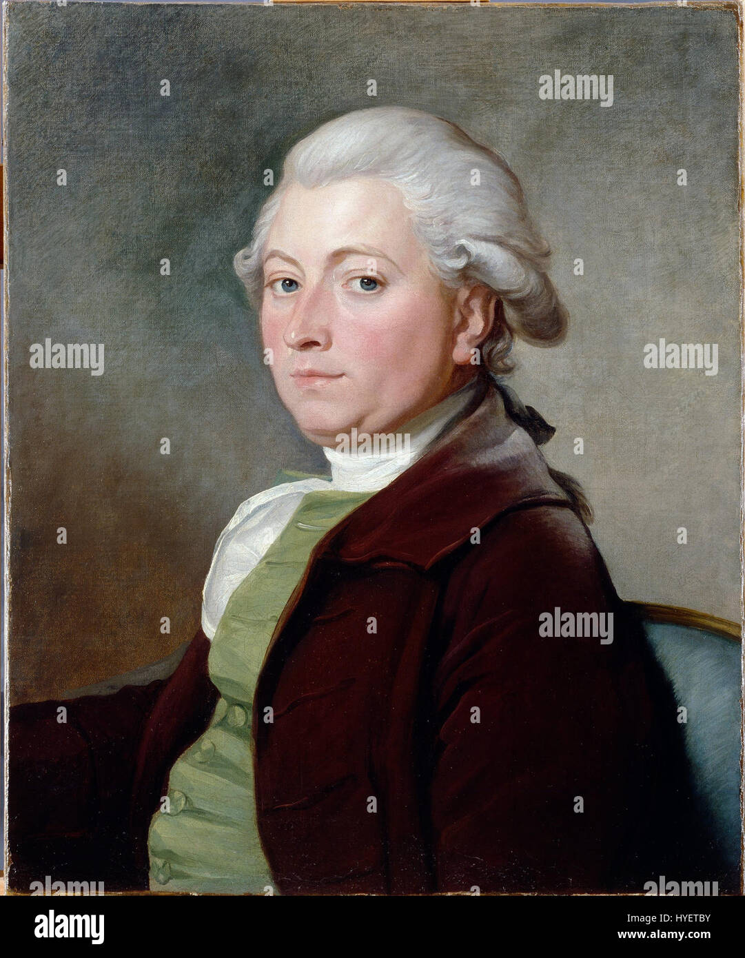 This portrait of Thomas Haines by Charles Grignion the Younger depicts ...