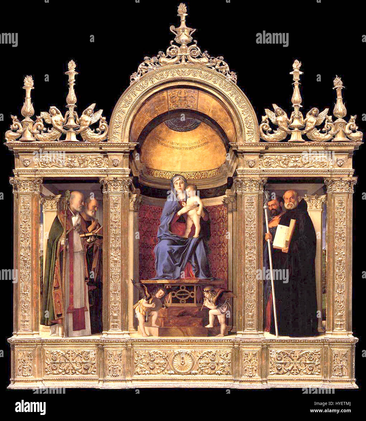 The Frari Triptych is a Renaissance altarpiece depicting religious scenes in three panels. The ...