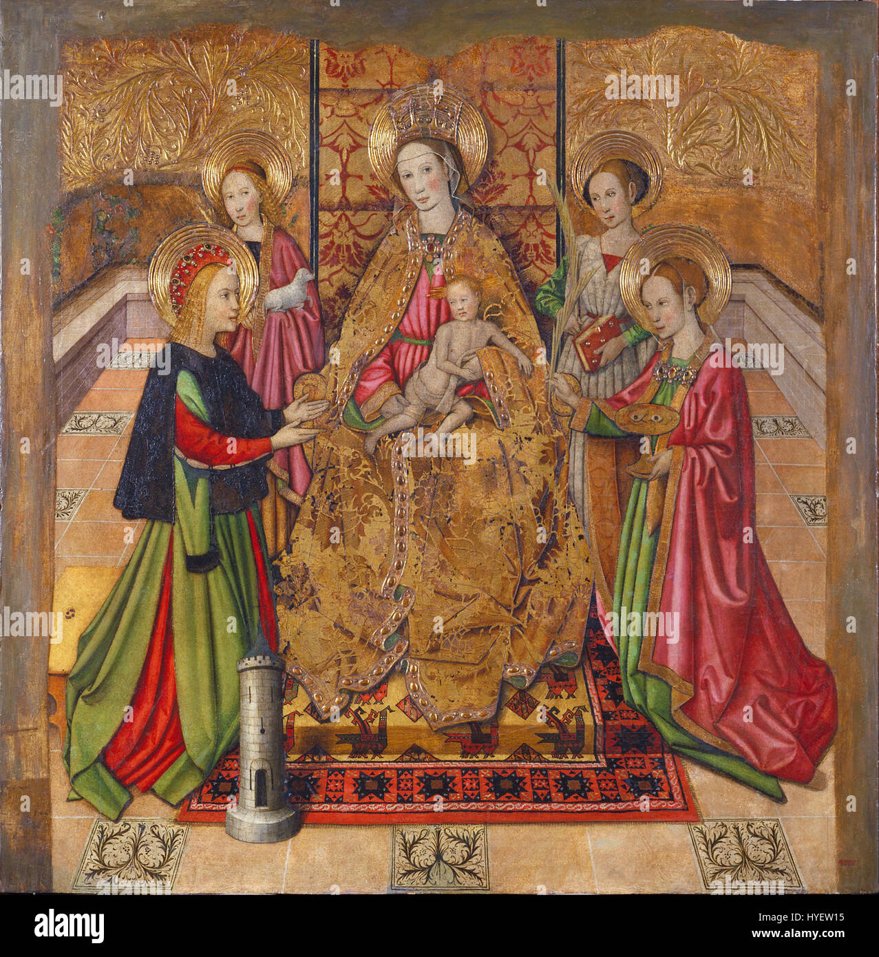 Jaume Huguet's *Virgin and Saints* is a religious altarpiece that ...