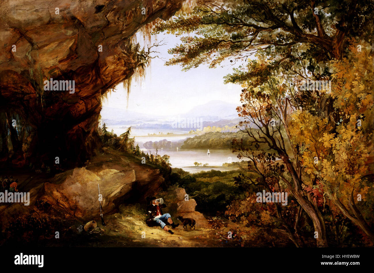 *Scene on the Hudson (Rip Van Winkle)* by *James Hamilton* depicts a ...
