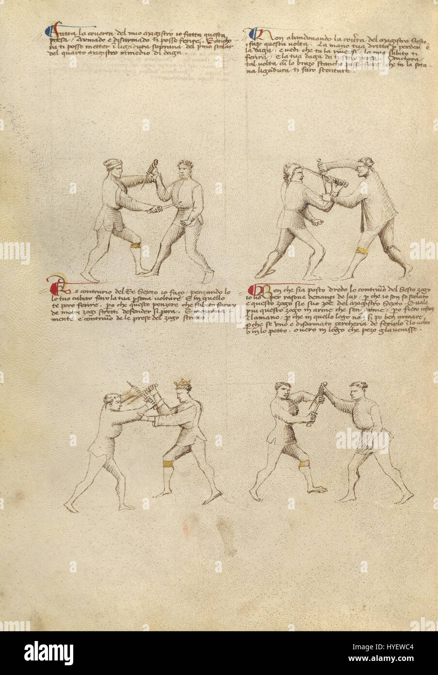 The 'Fiore dei Liberi Combat with Dagger' is a manuscript from the Getty Museum, detailing ...