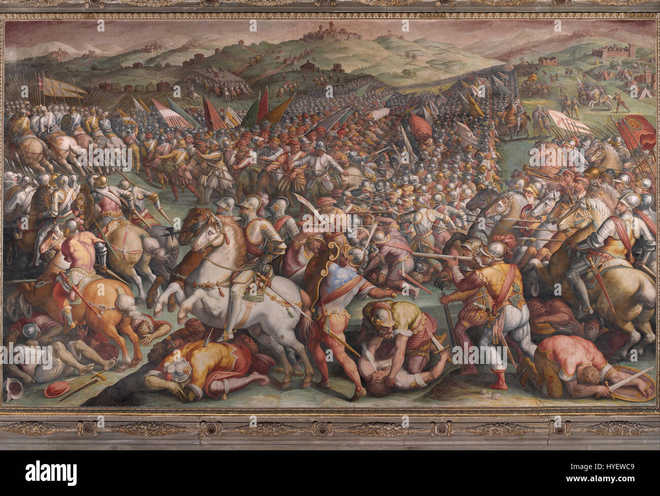 *The Battle of Marciano in Val di Chiana* by Giorgio Vasari depicts the ...