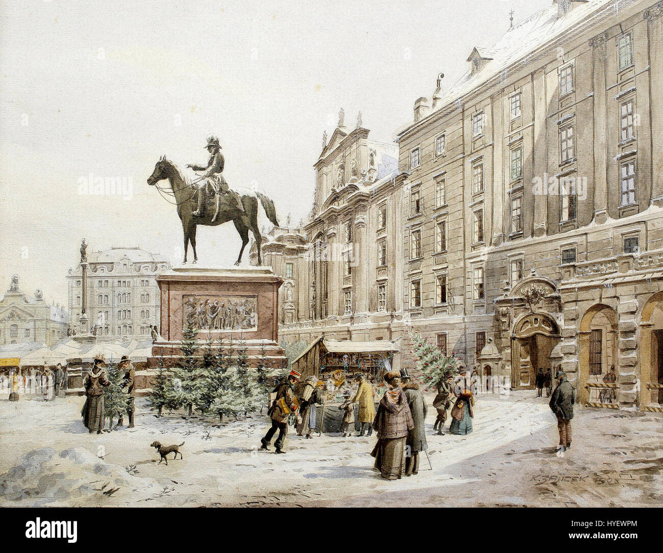 'A Christmas Market in Am Hof, Vienna 1908' by Karl Wenzel Zajicek ...