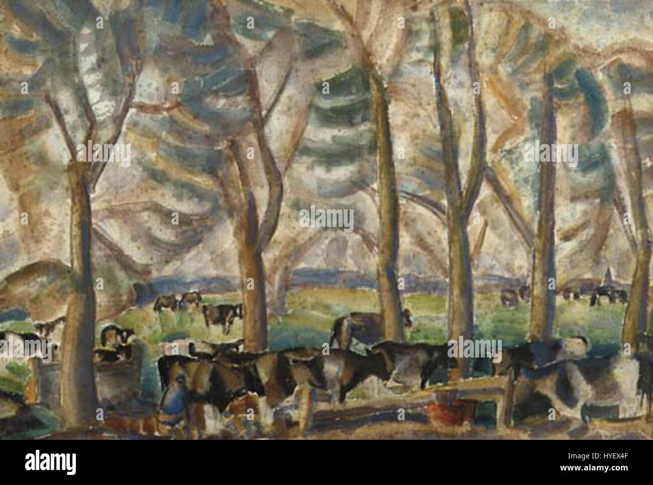 *Milking Time in the Beemster* by Leo Gestel, created in 1922, depicts ...