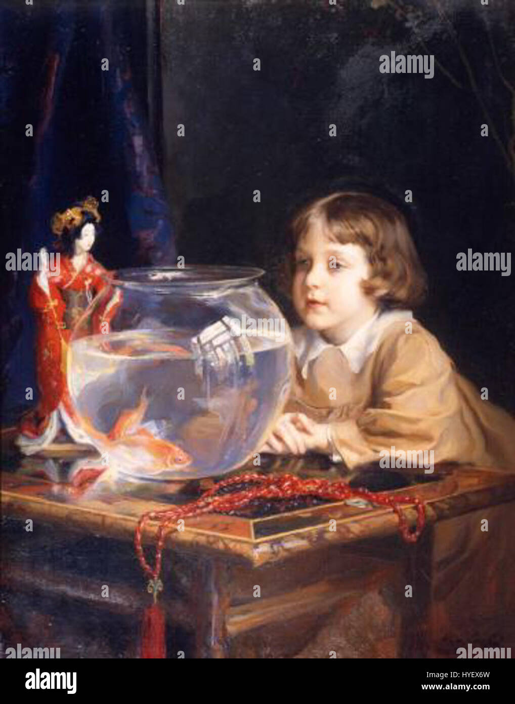 The artwork 'Laszlo John Laszlo with Goldfish' shows an interaction ...