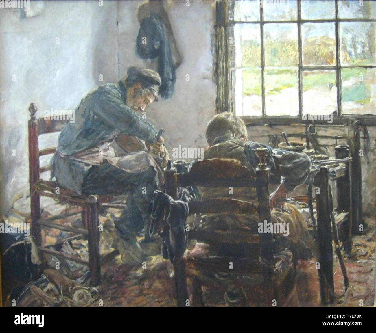 Liebermann's 'Schusterwerkstatt' from 1881 depicts a shoemaker's ...