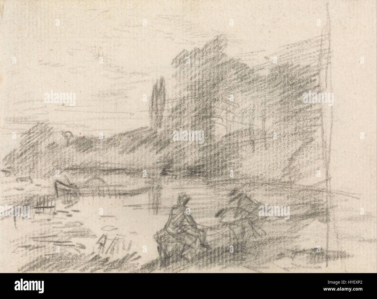 John Constable’s 'Two Figures by a River' depicts two figures in a ...