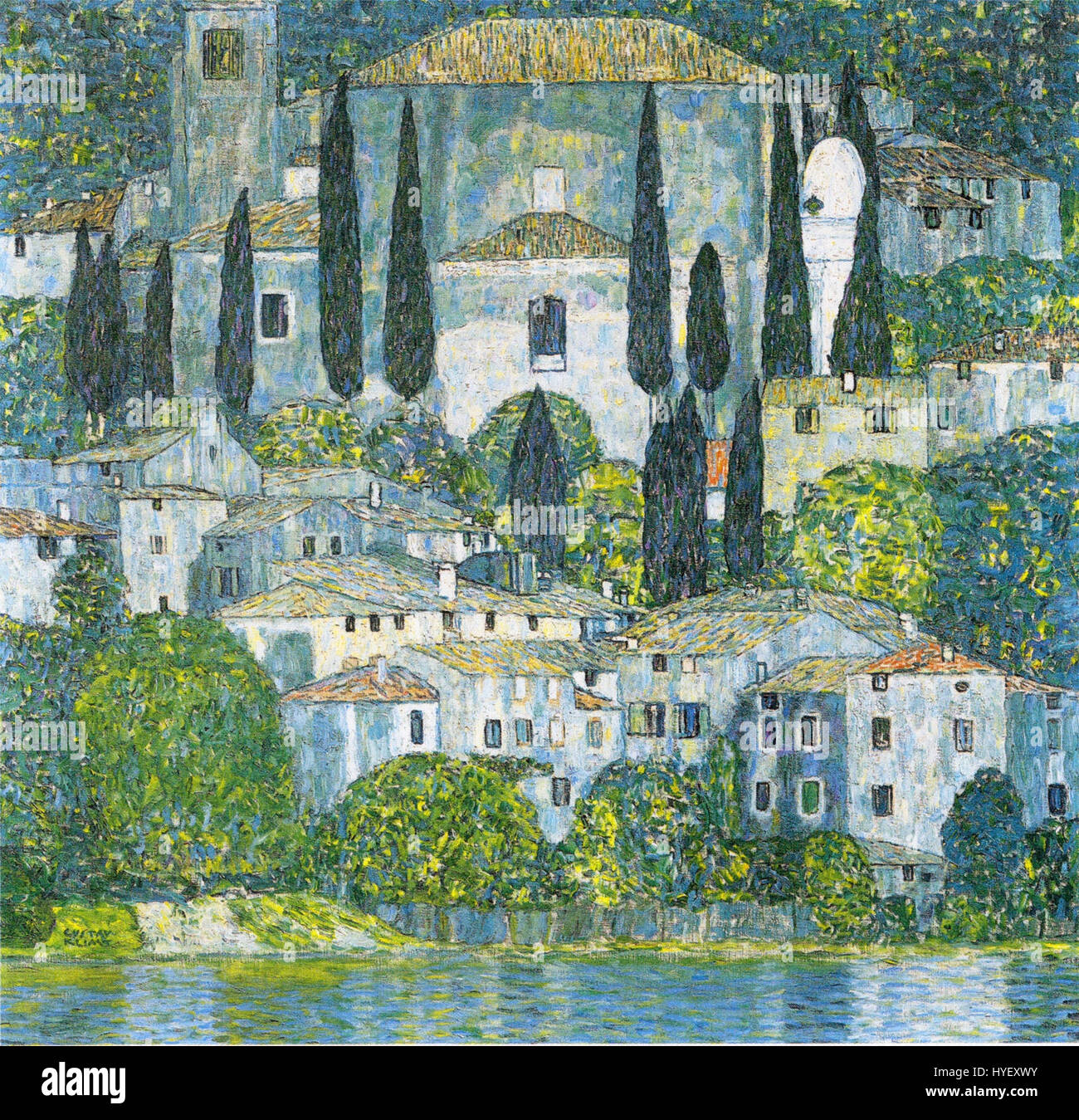 Gustav Klimt's 'Kirche in Cassone' (Church in Cassone), painted in 1913 ...