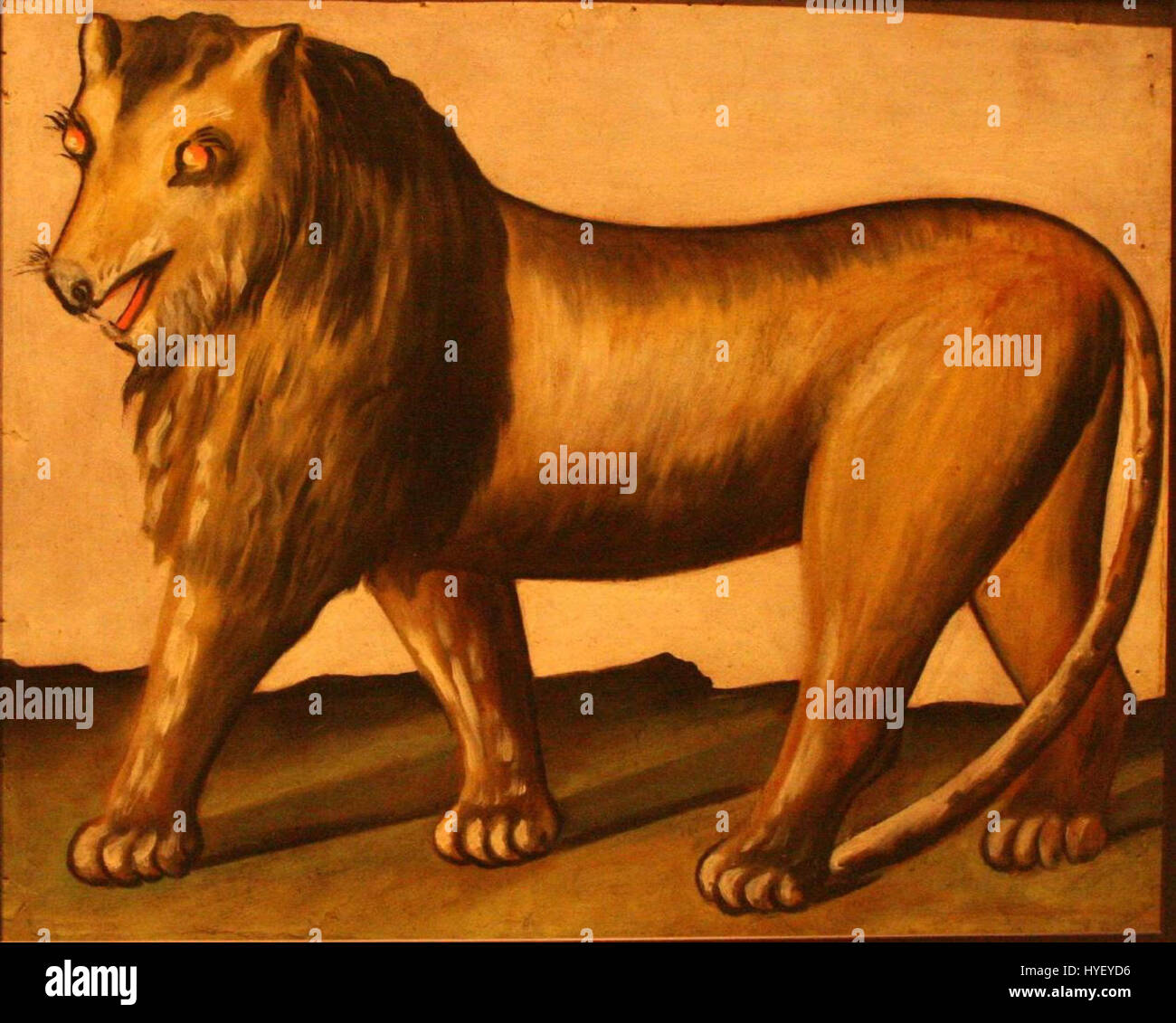 The painting 'Lion' by Niko Pirosmani, housed in the Sighnaghi Museum ...
