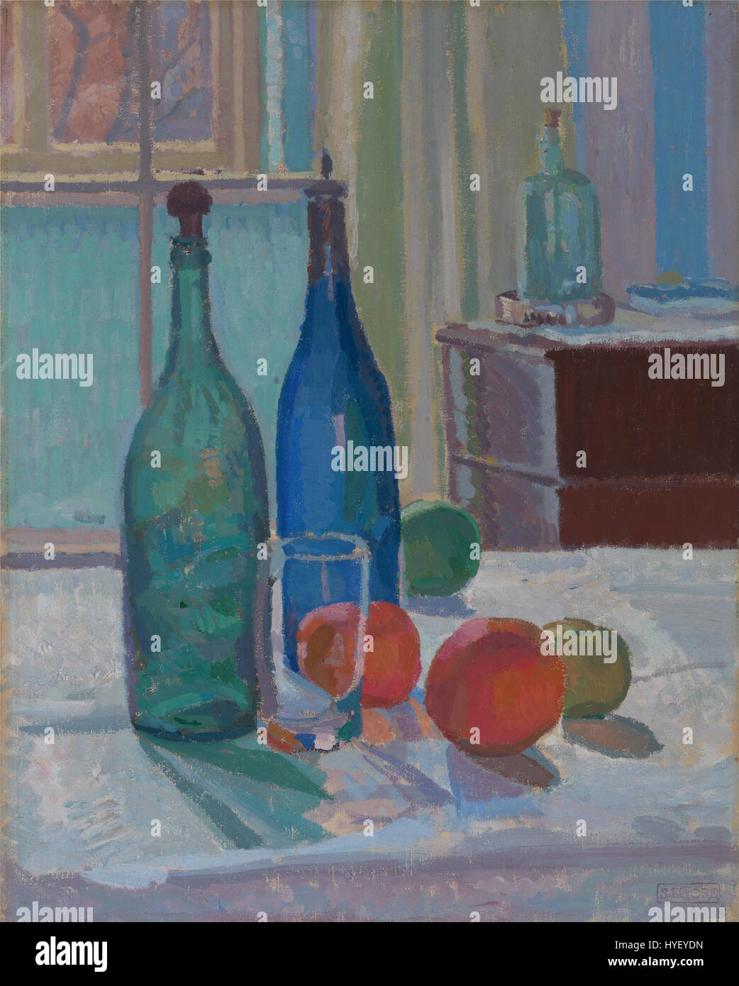 'Blue and Green Bottles and Oranges' by Spencer Frederick Gore is a ...