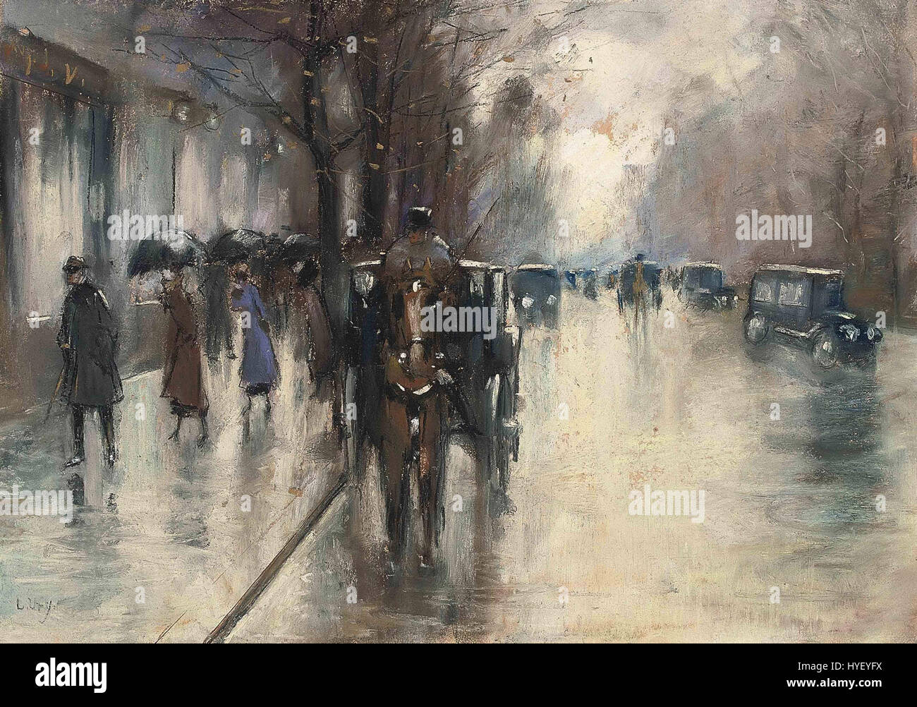Lesser Ury's 'Unter den Linden im Regen' (1920) captures the bustling ...