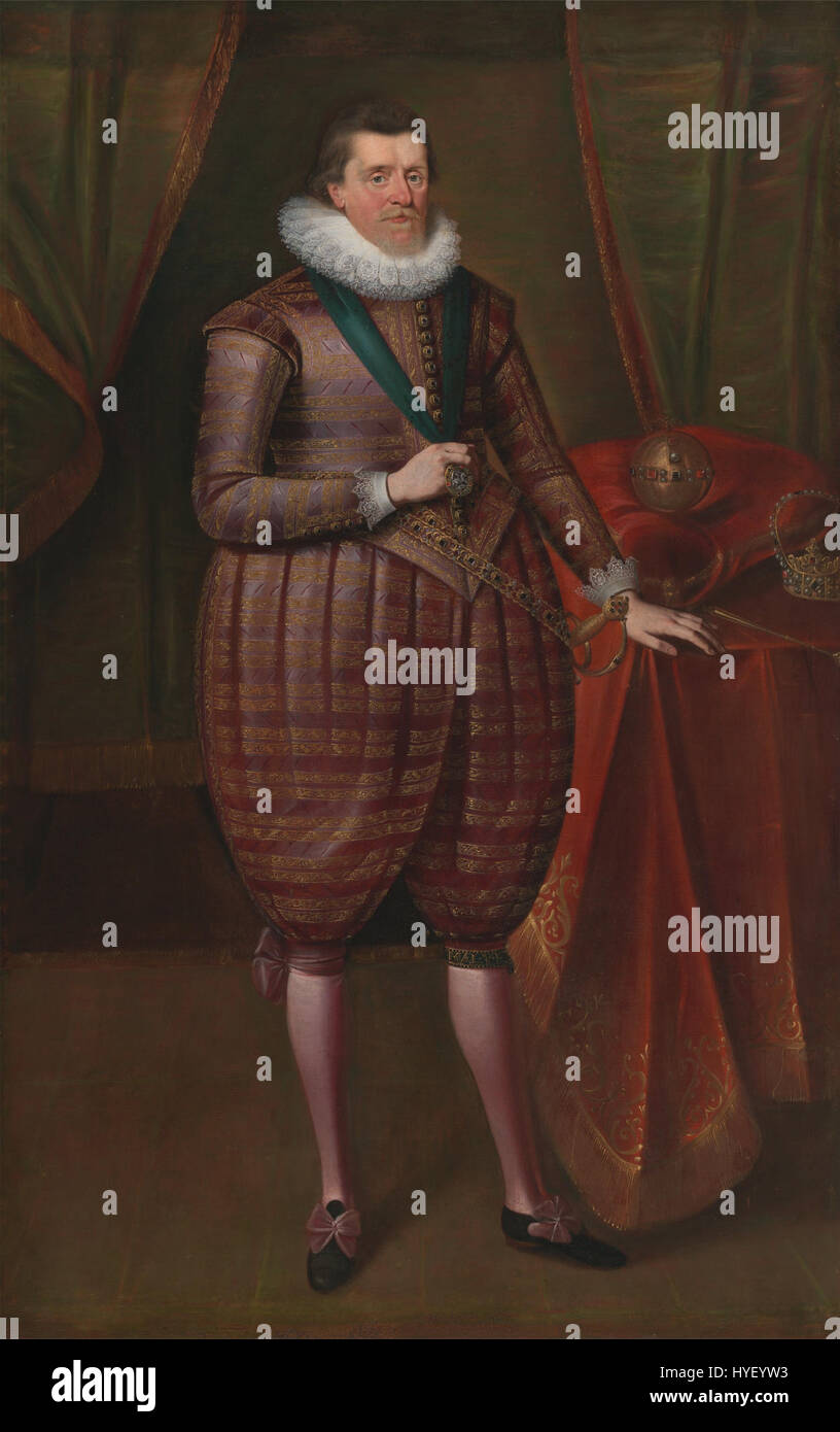 This portrait by Paul van Somer depicts James I of England (James VI of ...