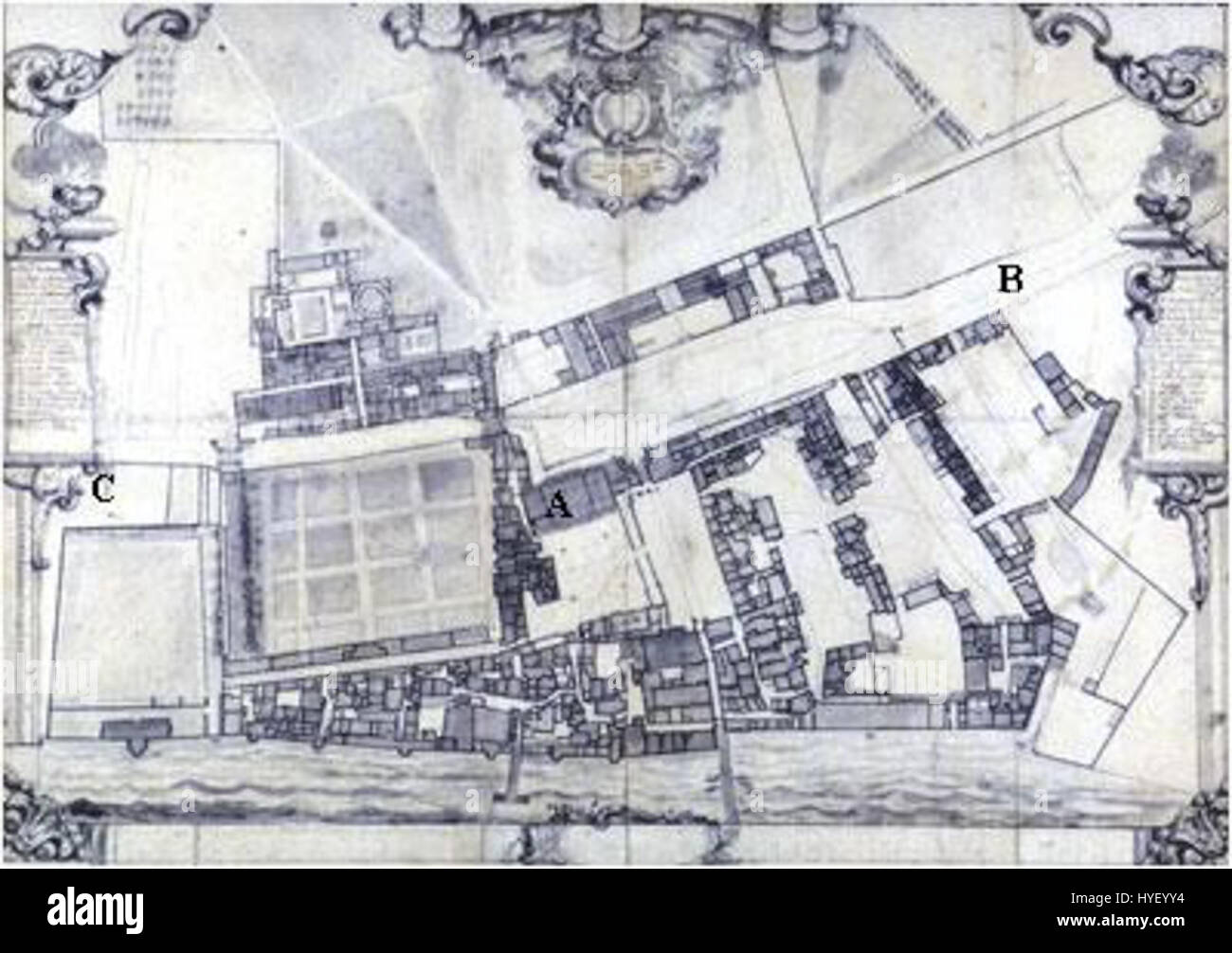 The plan of Whitehall Palace from 1680 illustrates the grandeur and ...