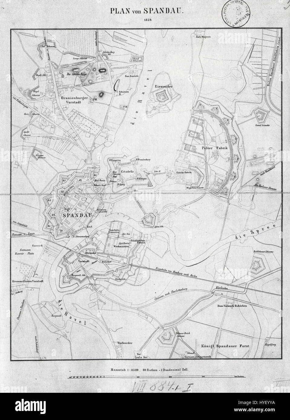 The 'Plan von Spandau' is a historical map dating back to 1859, showing ...