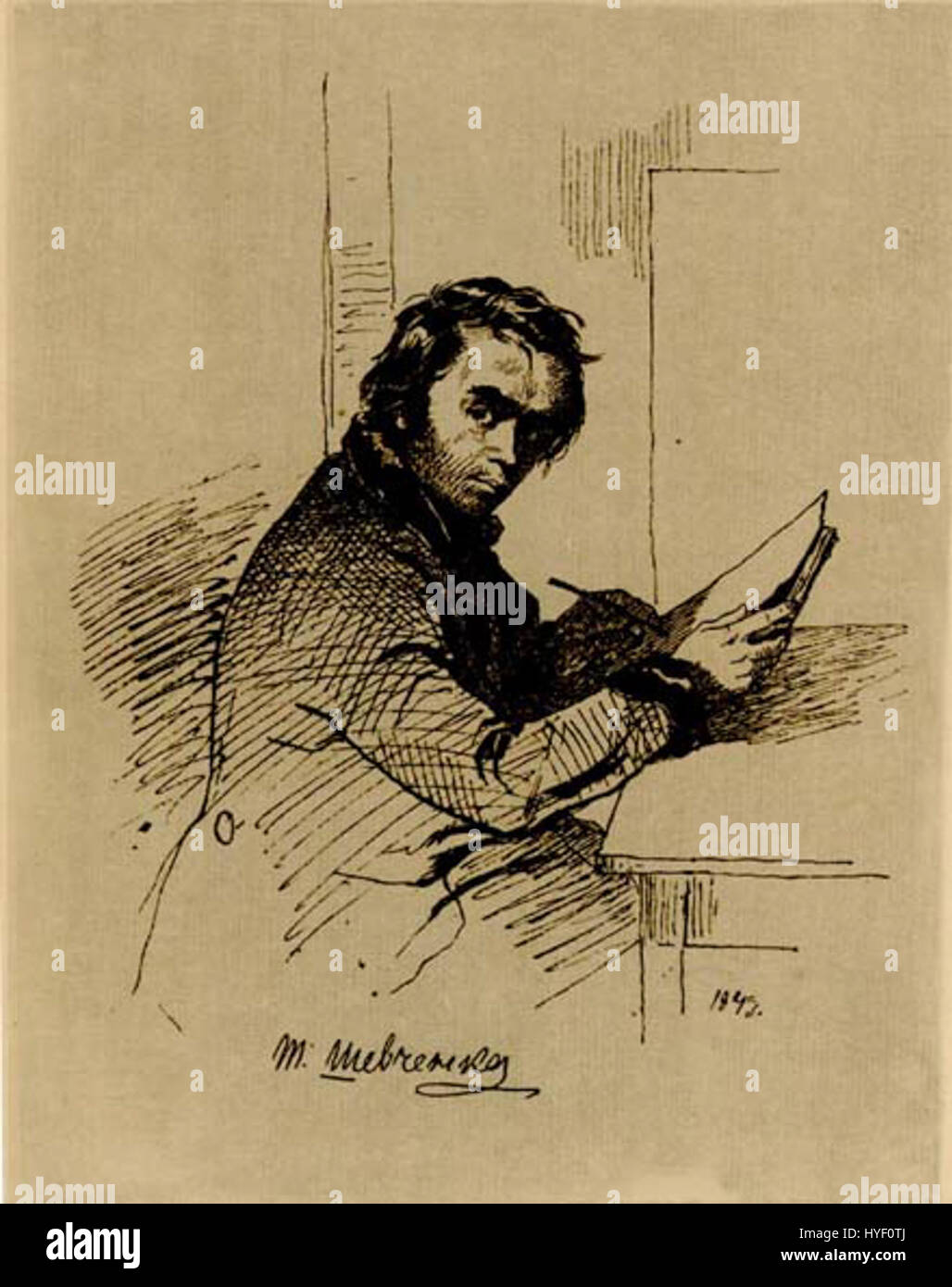 The self-portrait by Taras Shevchenko from 1843 is an iconic ...