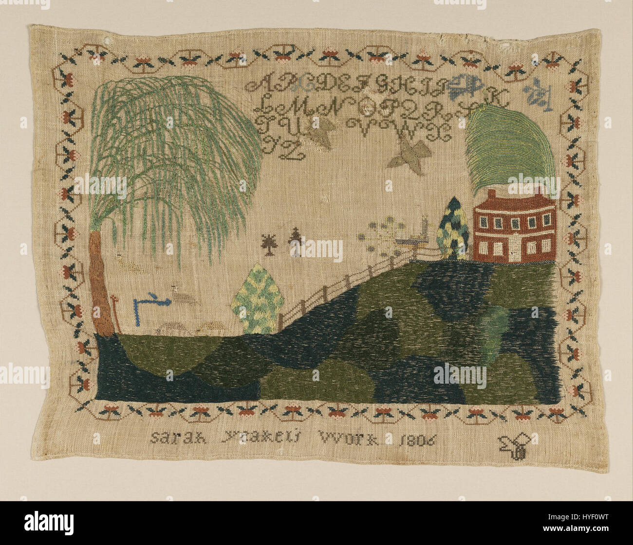 'Sarah Yeakel, American Sampler' is an embroidery piece created by ...