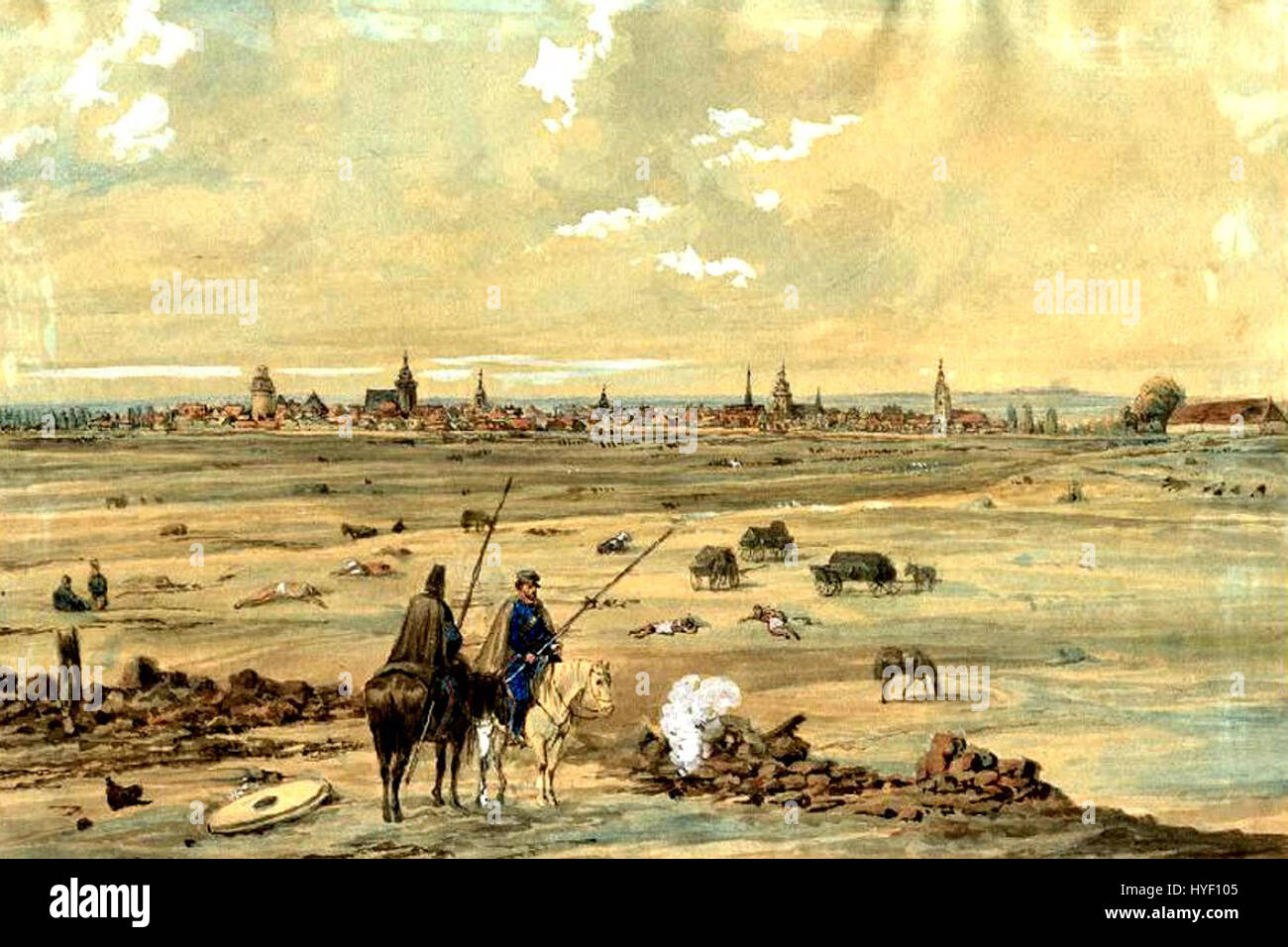 'Schlachtfeld 1813' is a historical painting depicting the Battle of ...