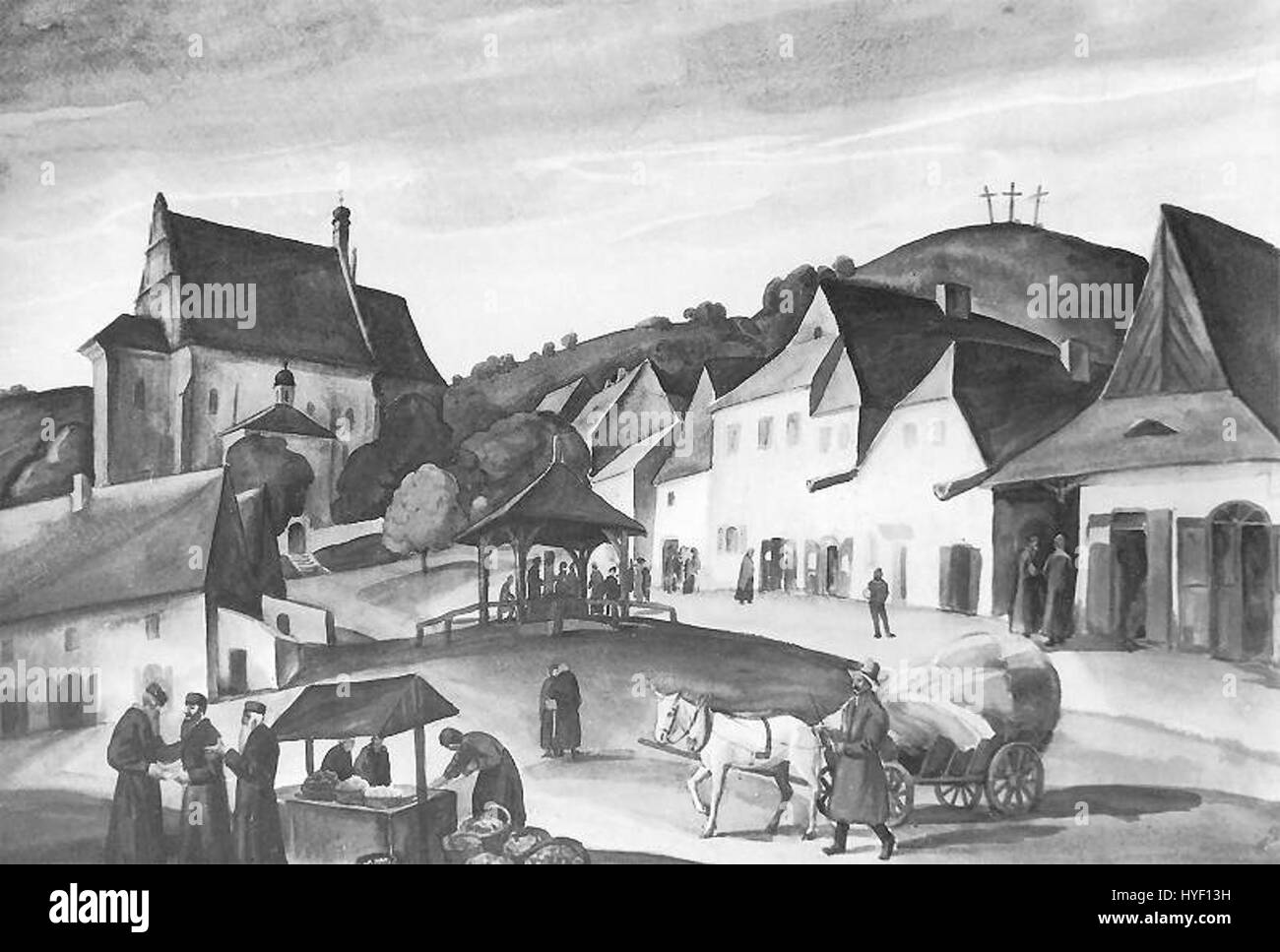 In busy market area Black and White Stock Photos & Images - Alamy