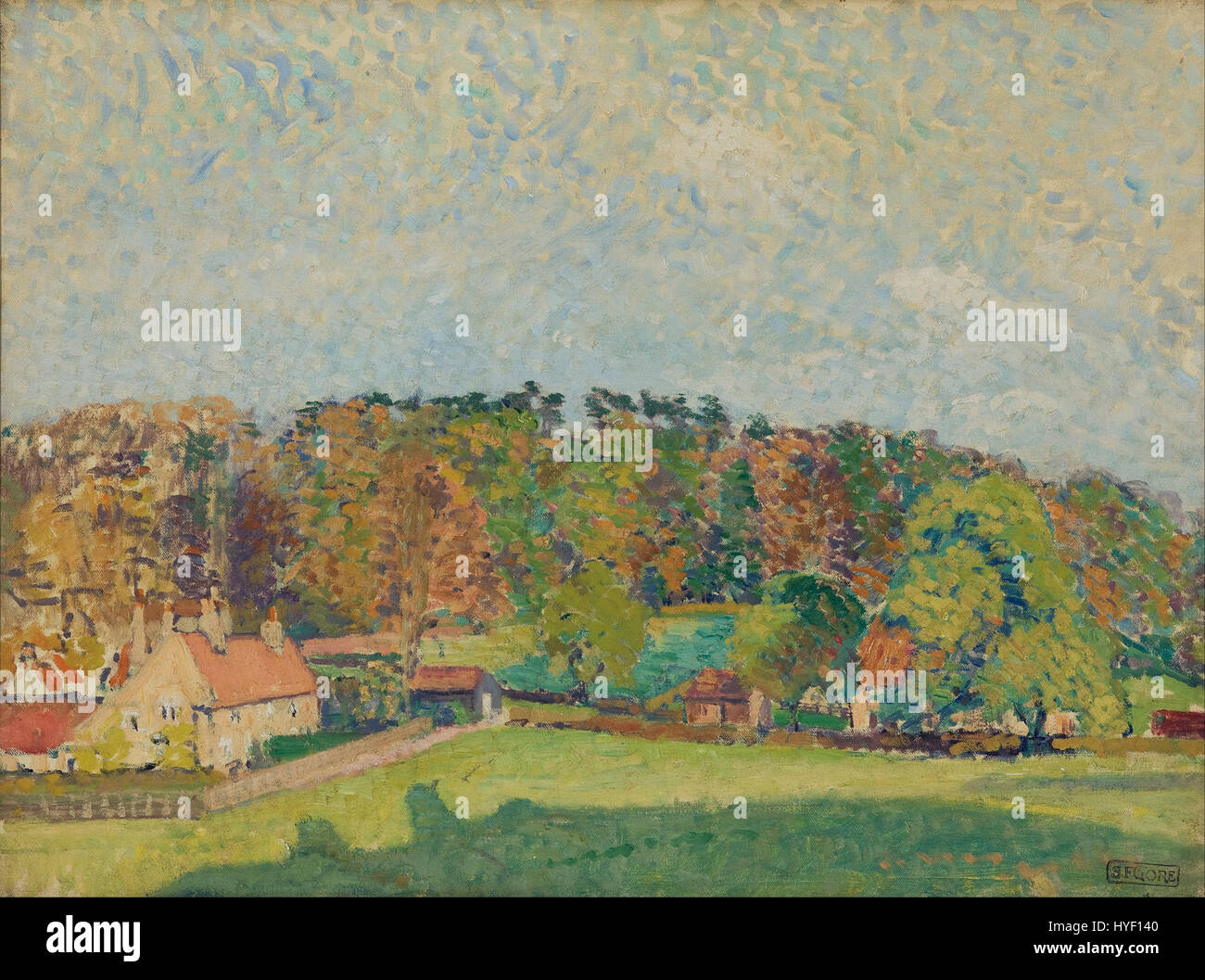 'Autumn, Sussex' by Spencer Gore is a landscape painting depicting the ...