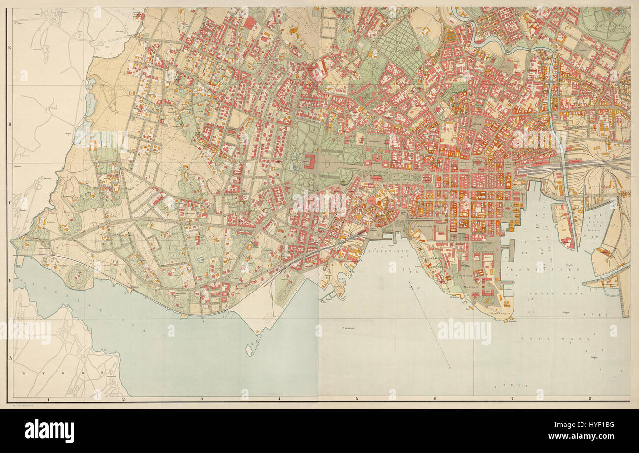 This map of Kristiania (now Oslo), Norway, dates from the late 19th ...