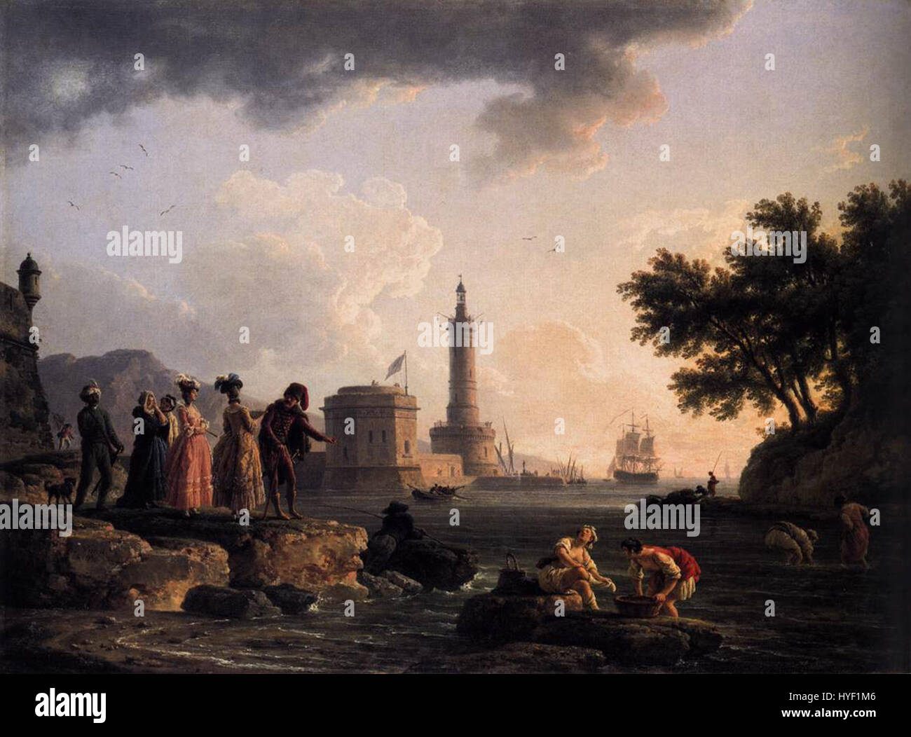 The painting 'Seashore' by French artist Joseph Vernet depicts a ...