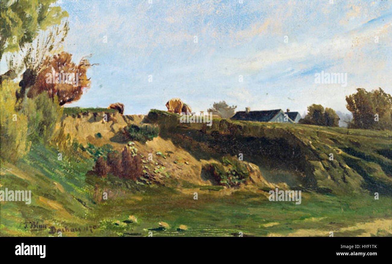 *Landschaft Dachau* (1870) by Tina Blau is a landscape painting that captures the serene ...