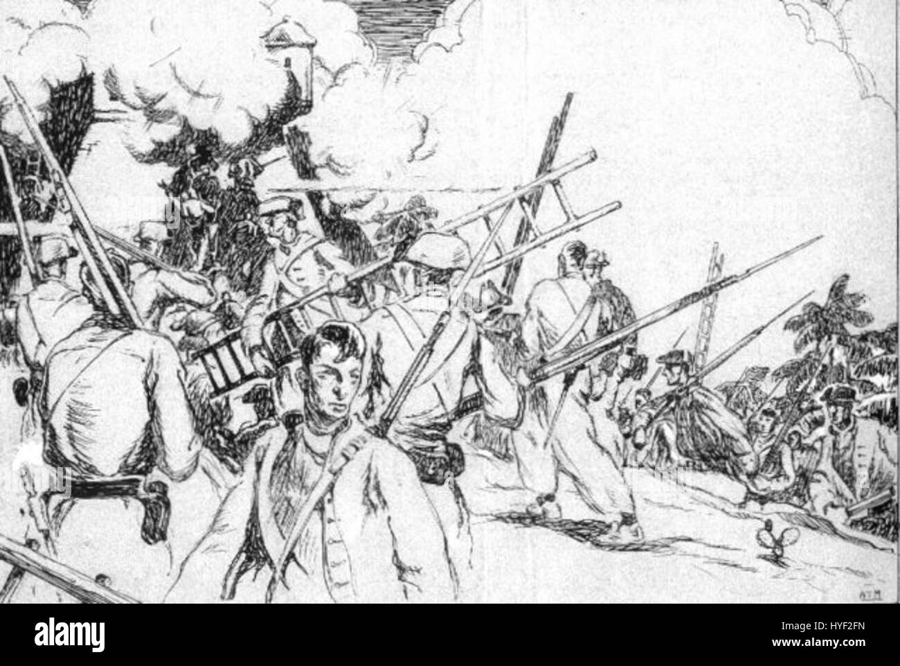 William Gooch's painting depicts the American Marines' heroic attack on ...