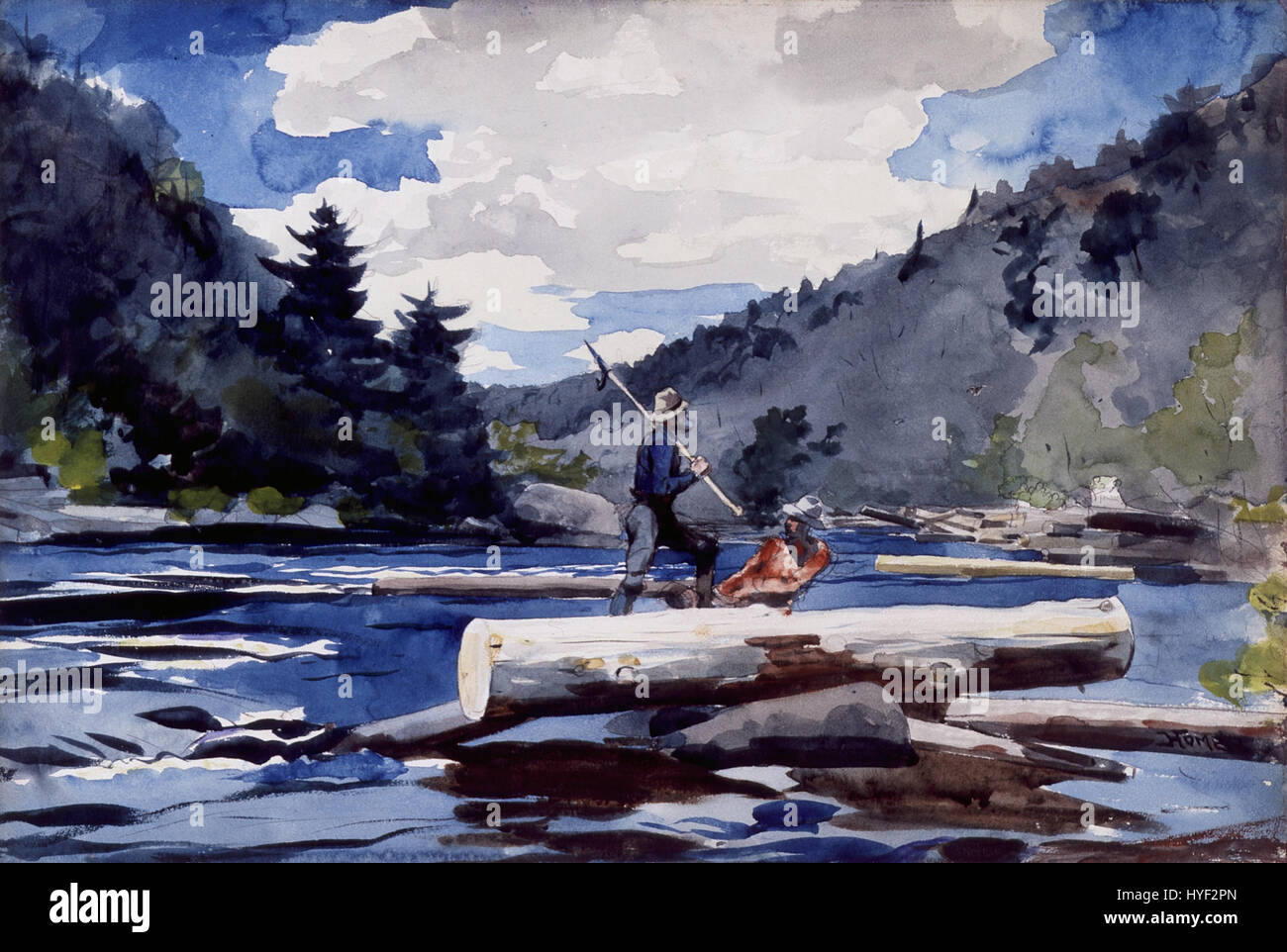 Winslow Homer 'Hudson River' Logging Stock Photo - Alamy